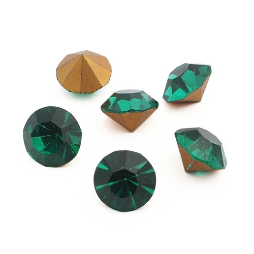 Lot (6) vintage Austrian D.S foiled green MC chaton rhinestones ss48 10 ...