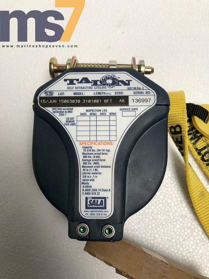 3M DBI SALA 310100 TALON SELF RETRACTING LIFELINE 8 FT LENGTH (2) #NEW ...