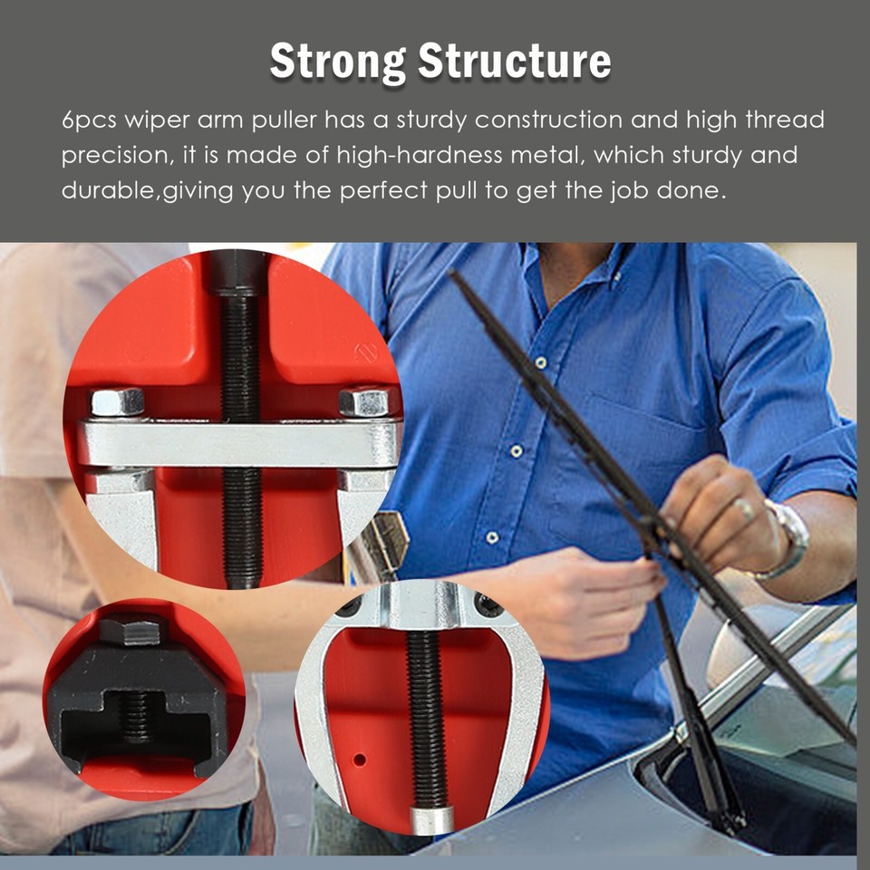 6 Pcs Universal Wiper Arm Puller Set Bearing Remover Wiper Arm Change ...