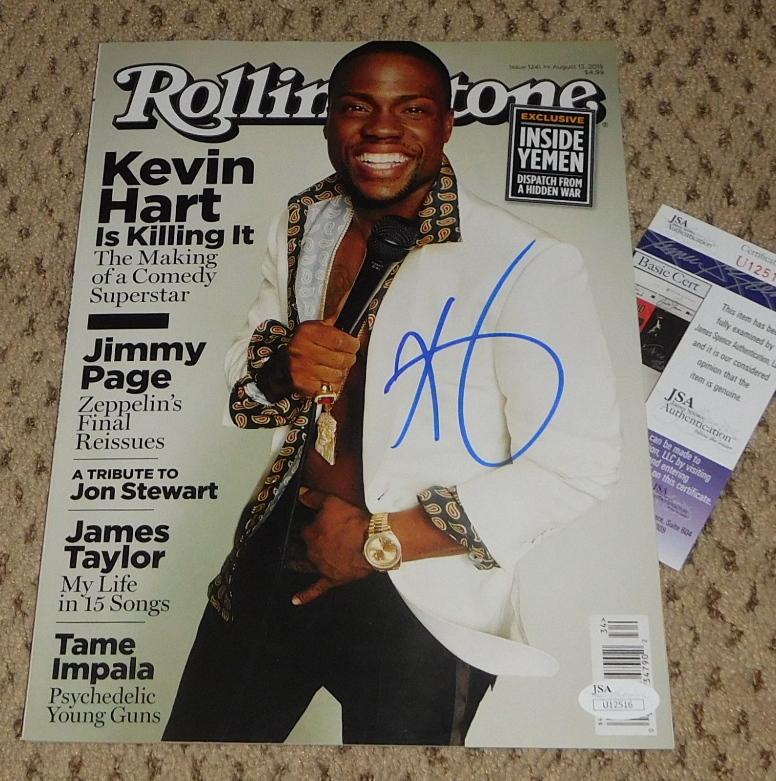 KEVIN HART SIGNED ROLLING STONE MAGAZINE JSA AUTOGRAPH