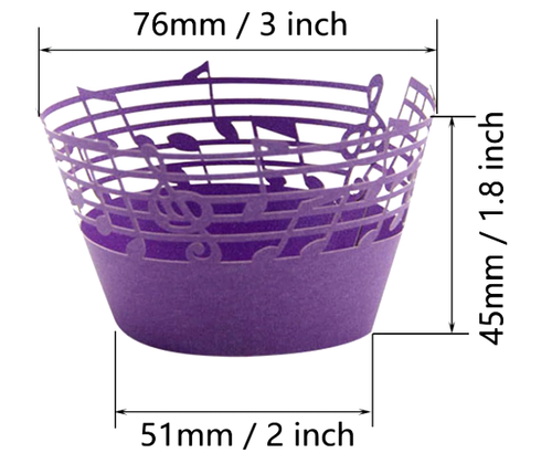50Pcs MUSIC NOTES CUPCAKE WRAPPERS Hollow Muffin Case Cupcake Paper ...