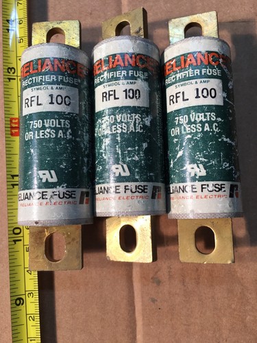 Lot of 3) Reliance RFL100 -- 750V Rectifier Fuse 100 Amp ABB | eBay