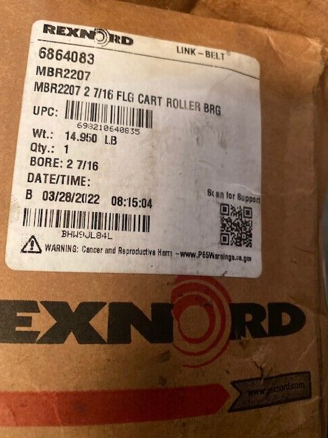 REXNORD MBR2207 2 7/16 FLG CART ROLLER BEARING | eBay