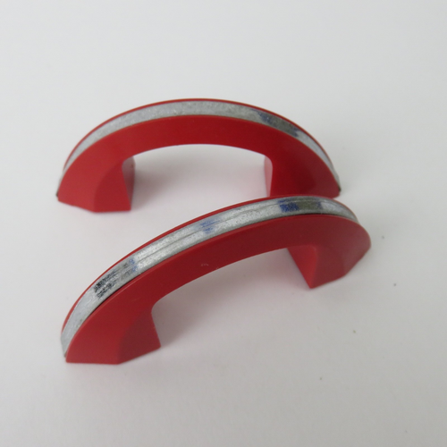 Vintage Red Drawer Pulls with Chrome Stripe – Pair – 2 13/16" Long, 1 ...