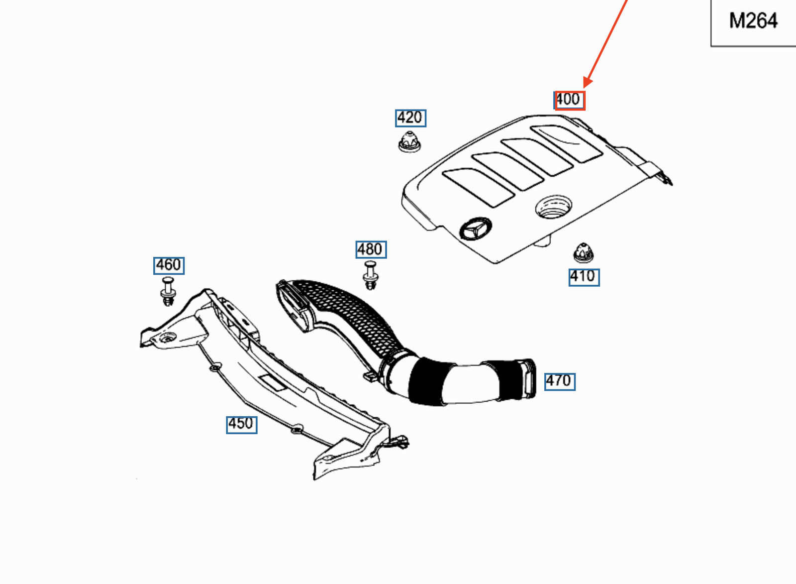 2019 MERCEDES W205 C Class 1.5 Turbo Petrol Engine Cover A2640102400 ...