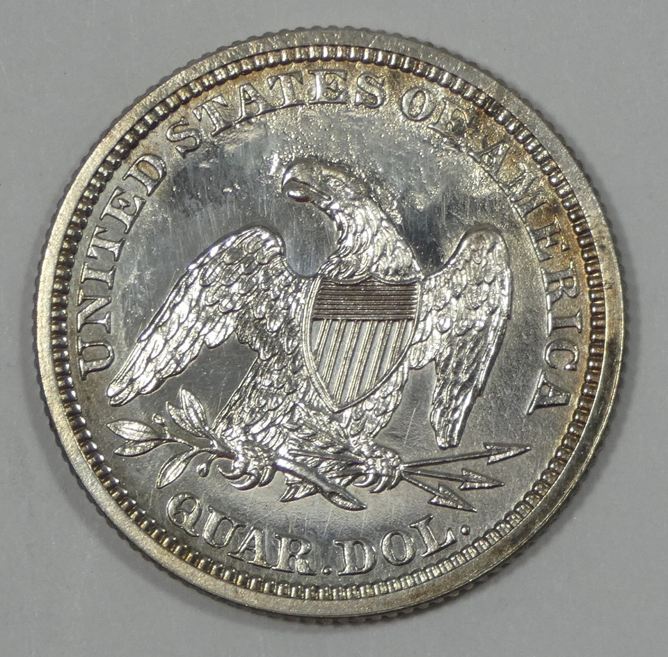 1863 Liberty Seated Quarter PROOF Silver 25c ~ some reverse pitting | eBay