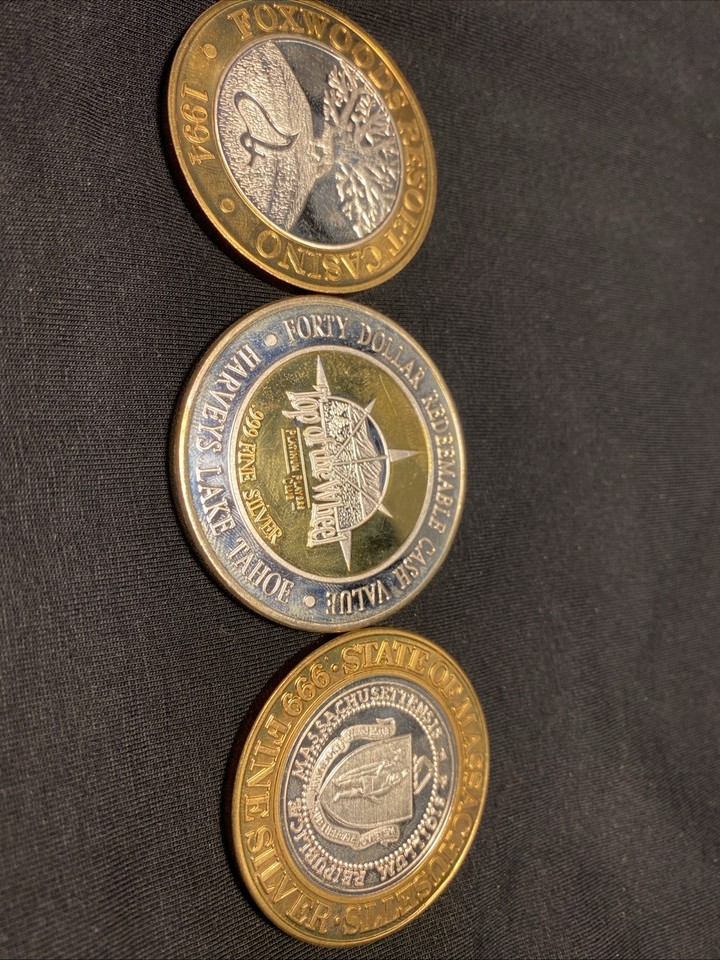 Casino Tokens Lot Of 5 Totaling 3oz .999 Fine Silver (.6 oz Silver Each ...