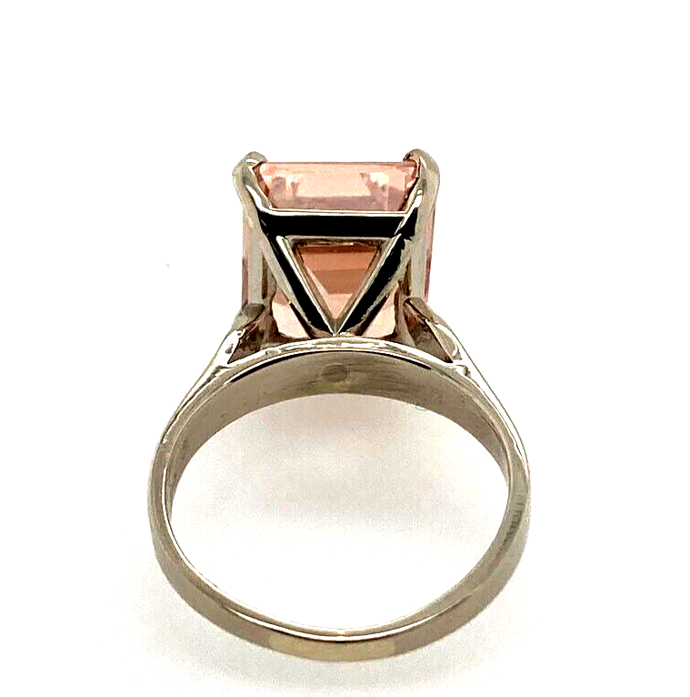 Natural Emerald Cut Pink Morganite Solitaire Ring 14k White Gold 4.77Ct | eBay