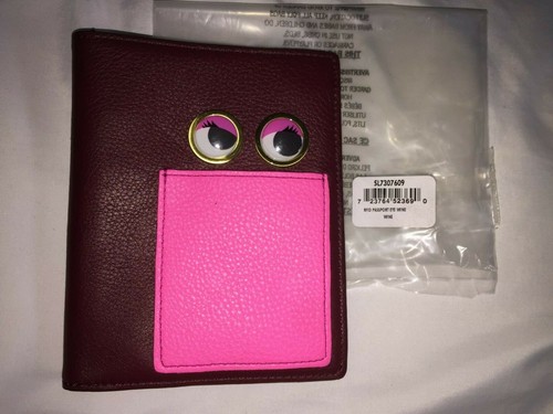 Fossil Emma Googly Eyes Passport Leather Case Holder Wallet Wine Red ...