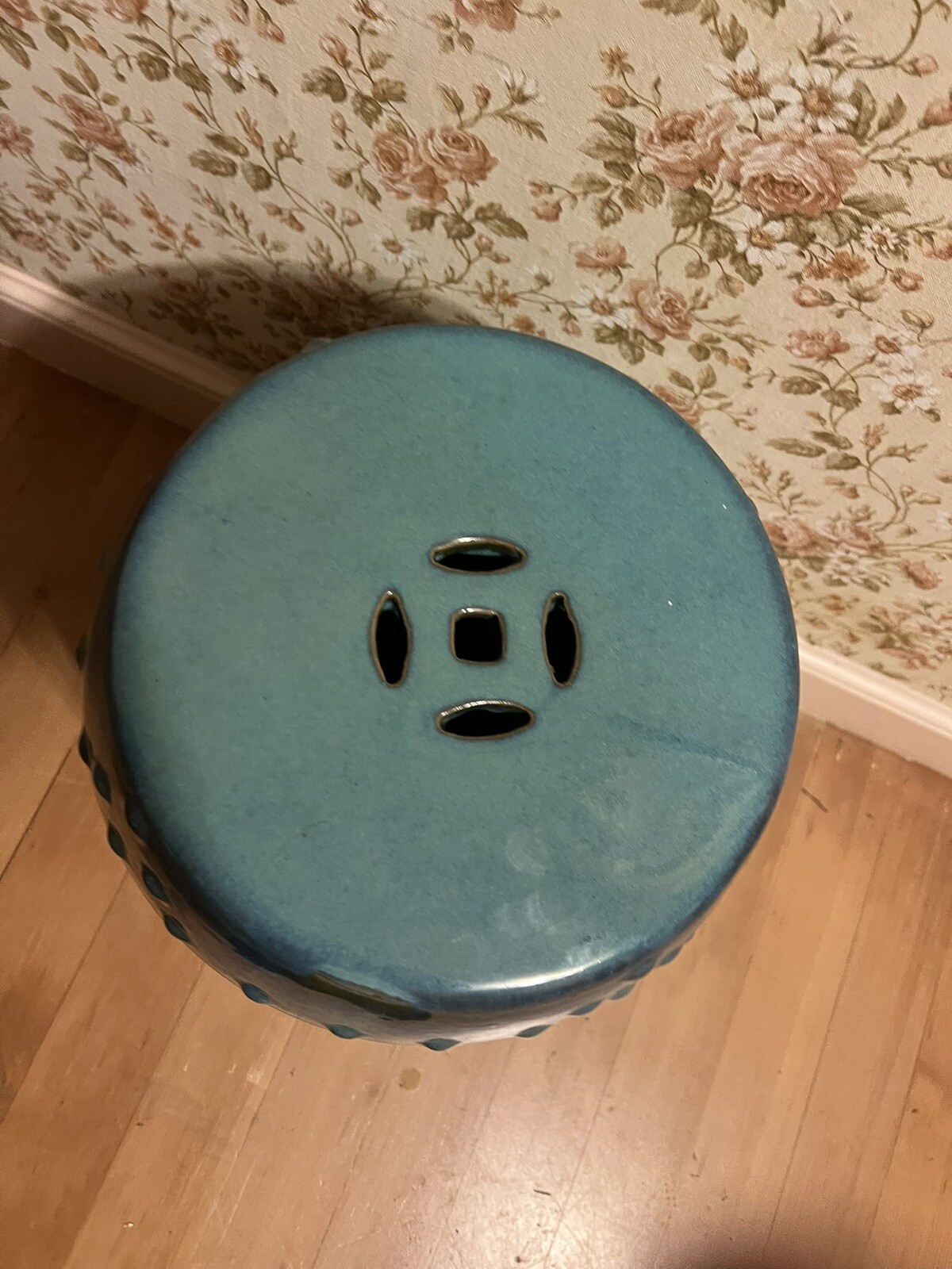 Vintage Chinese Green/Turquoise Glazed Garden Stool 18.5” Tall X 11.5 ...