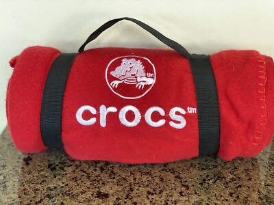 CROCS Fleece Throw Blanket Embroidered Logo Shoes Alligator Car Travel ...