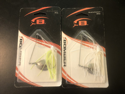 2 Bomber Bushwacker Spinnerbaits 3/8oz White & 1/4oz Chart/White | eBay