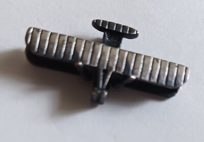 WRIGHT BROS Lapel Pin Wright Flyer Silver Tone 1 1/4in x 5/8in stamped ...
