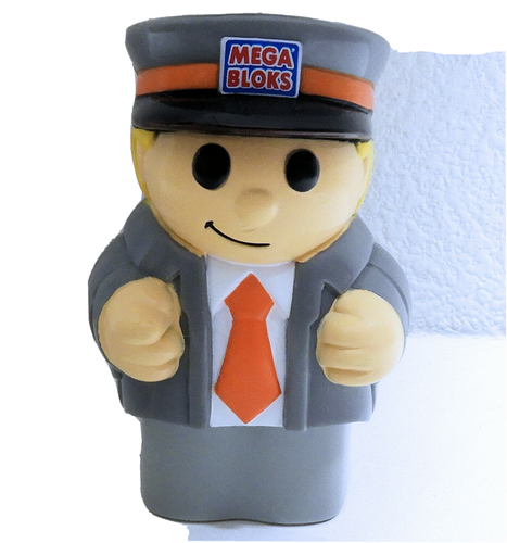 First Builders Chunky Boy Mega Bloks Hat Train Conductor Man Toy Figure ...