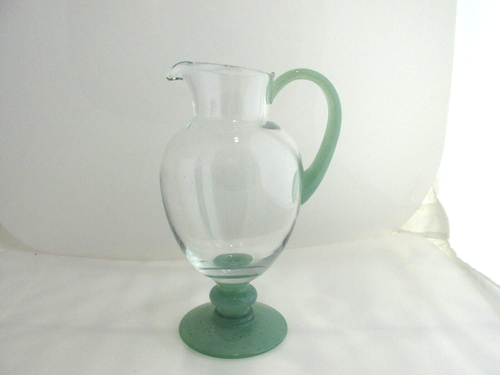 Villeroy & Boch Crystal Pitcher Isabelle Jade Green Pedestal Glass 9 1/ ...