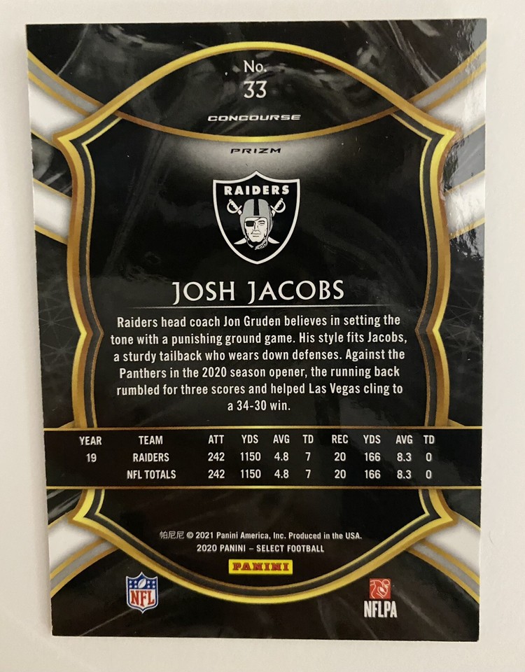 JOSH JACOBS 2021 SELECT CONCOURSE PRIZM - ROOKIE SEASON | eBay