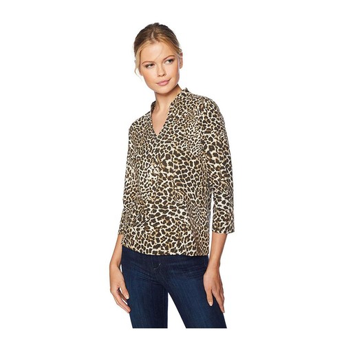 Ruby Rd Must Haves II Embellished Funnel Neck Animal Print Top | eBay