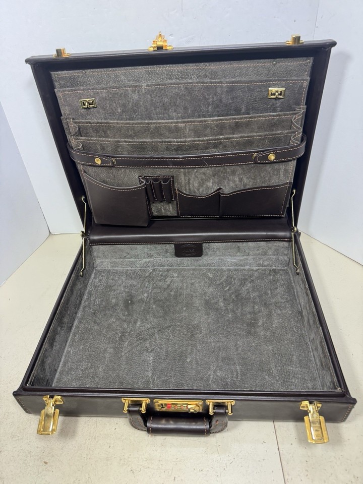 Vintage Atlas Briefcase Lg Size 18.5x14.5.x5 Leather Hard Case (Rv) | eBay