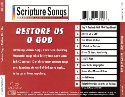 VARIOUS ARTISTS SCRIPTURE SONGS: RESTORE US O GOD NEW CD 738597149122| eBay