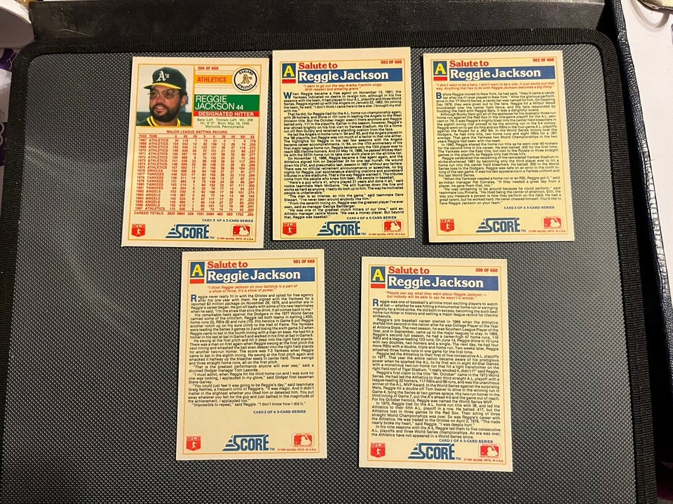1988 Score "Salute to Reggie Jackson" Complete Set of (5) | eBay