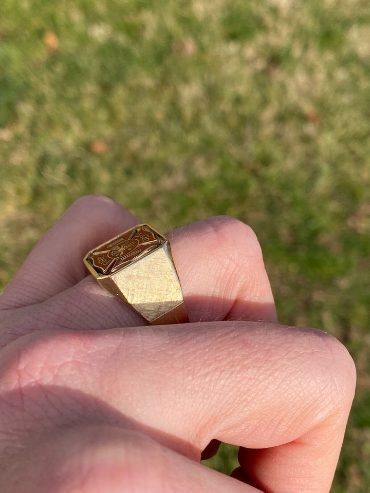 Enameled Fire Fighters Ring in Yellow Gold | eBay