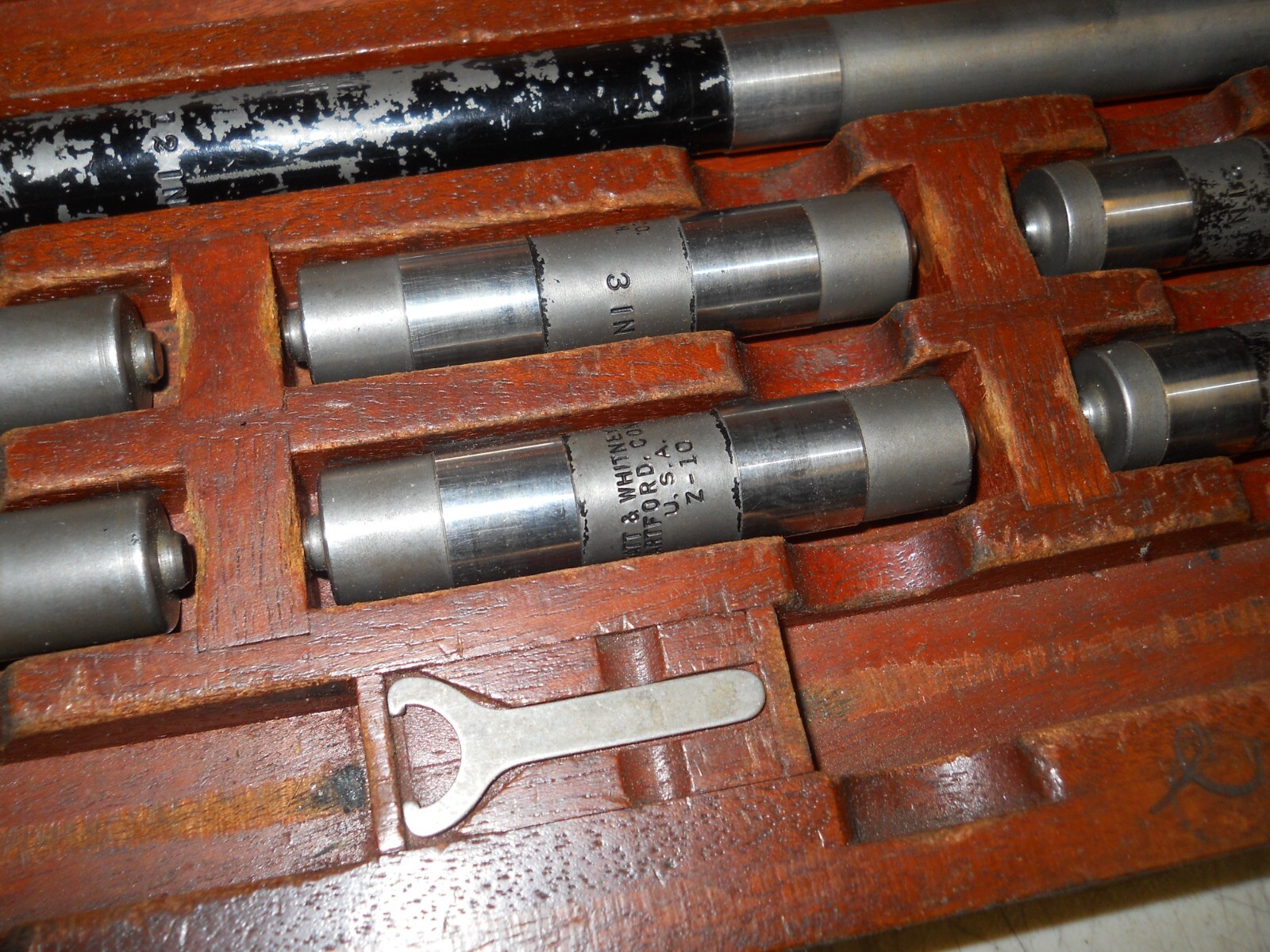 Vintage Pratt & Whitney End Measuring Rods 11 pieces wood case used ...