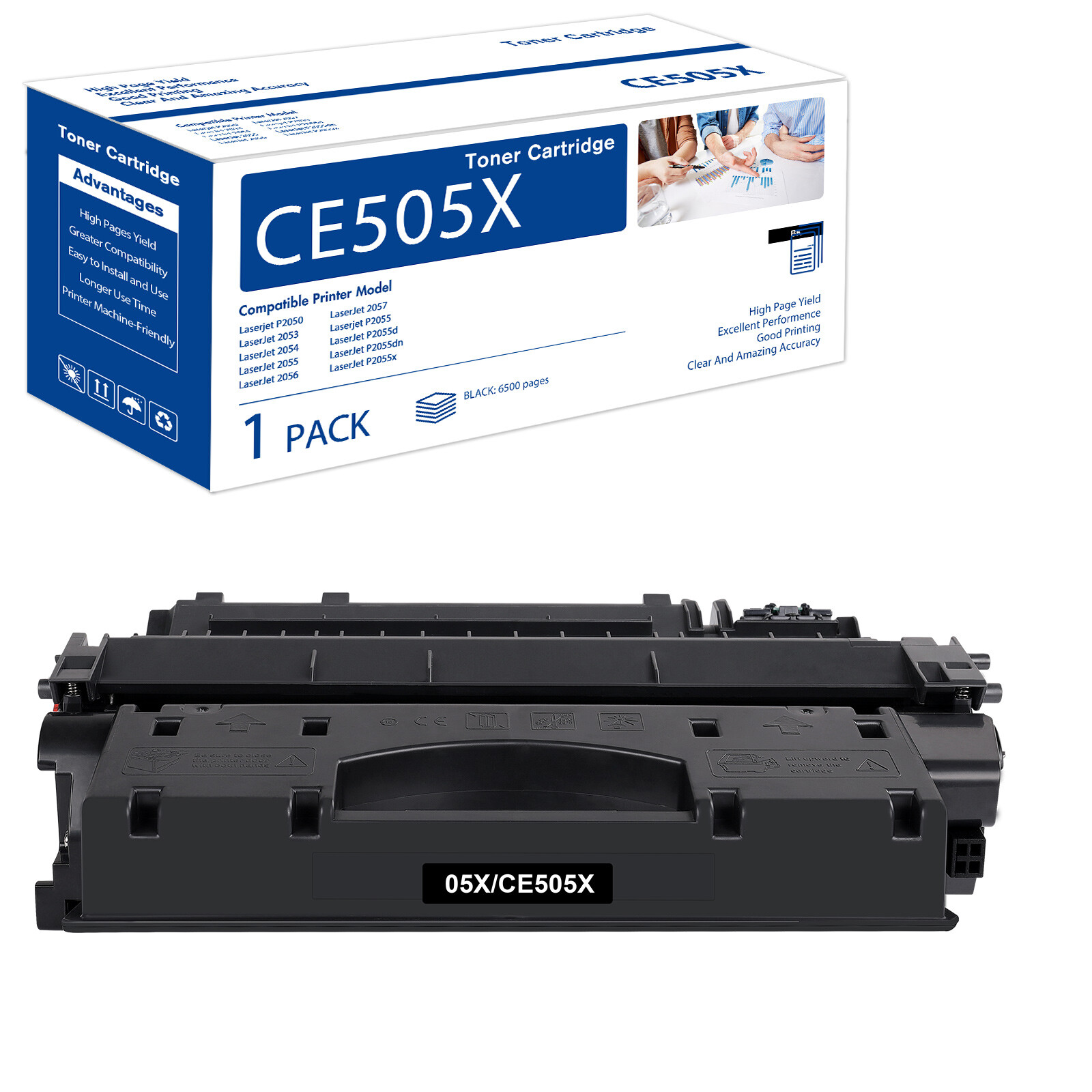 1x CE505X 05X Black Toner Cartridge for HP LaserJet P2055dn P2050 P2055 ...
