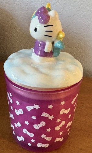 BLUE SKY HELLO KITTY UNICORN TOPPER Jar Candle Double Wick Cotton Candy ...