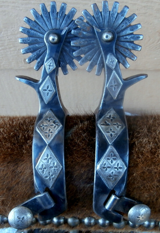 Vintage Numbered Engraved Silver Diamond Bird Beak Iron Horse Spurs | eBay