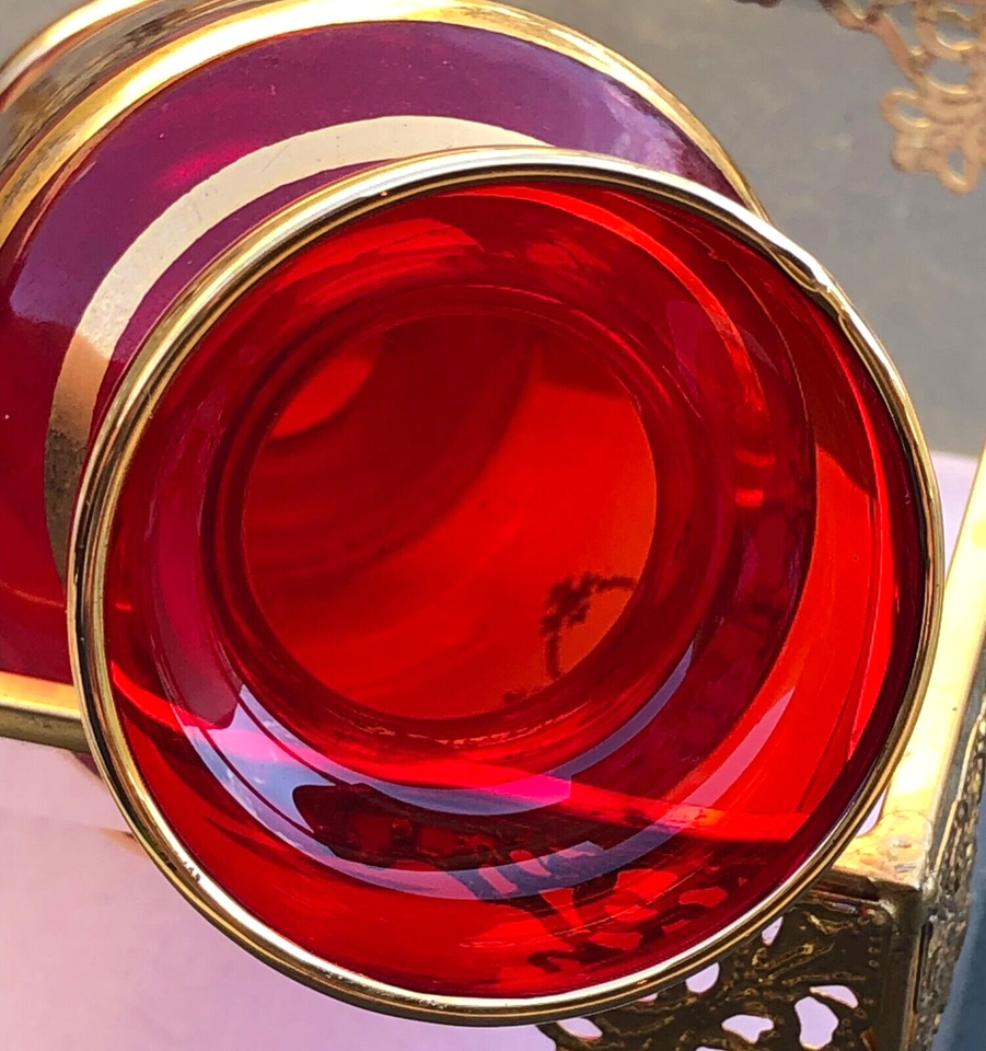 Estate Italy L NASON MURANO VENEZIA Red Hand Blown Glass Vase Gold ...