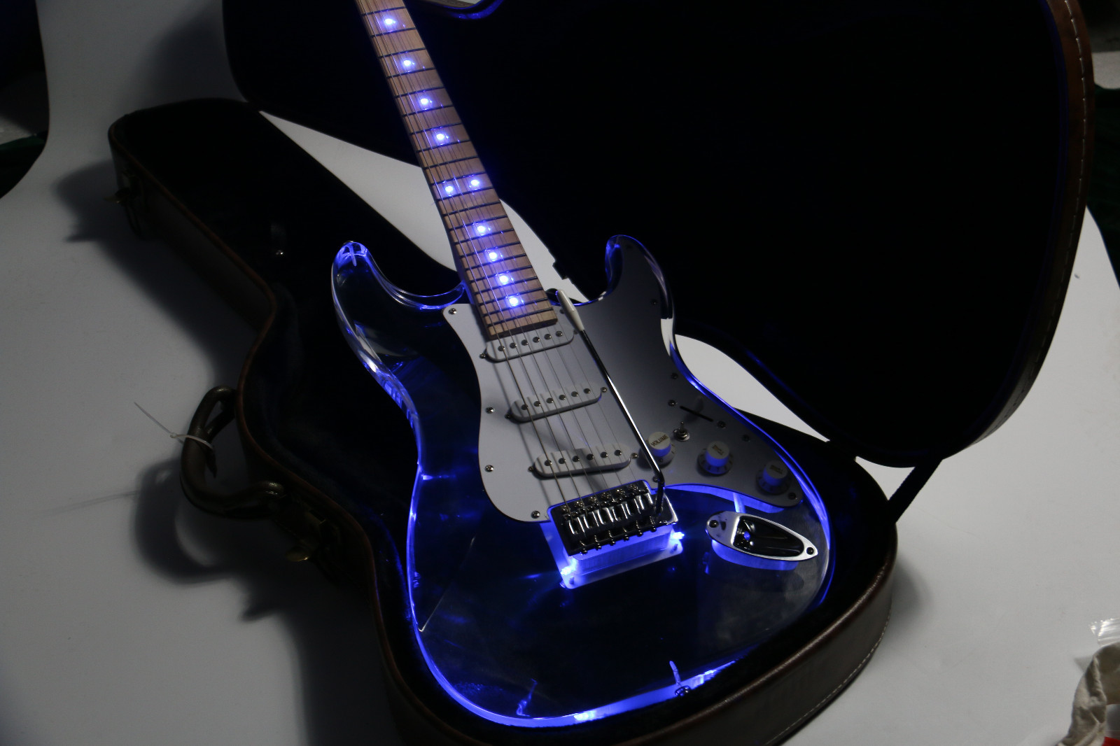 LED Light Electric Guitar Frets Light Guitar Acrylic Body Crystal Free ...