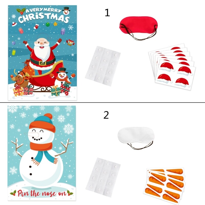 Christmas Party Game for Kid Pin the Hat on Santa Claus Pin the Nose on ...