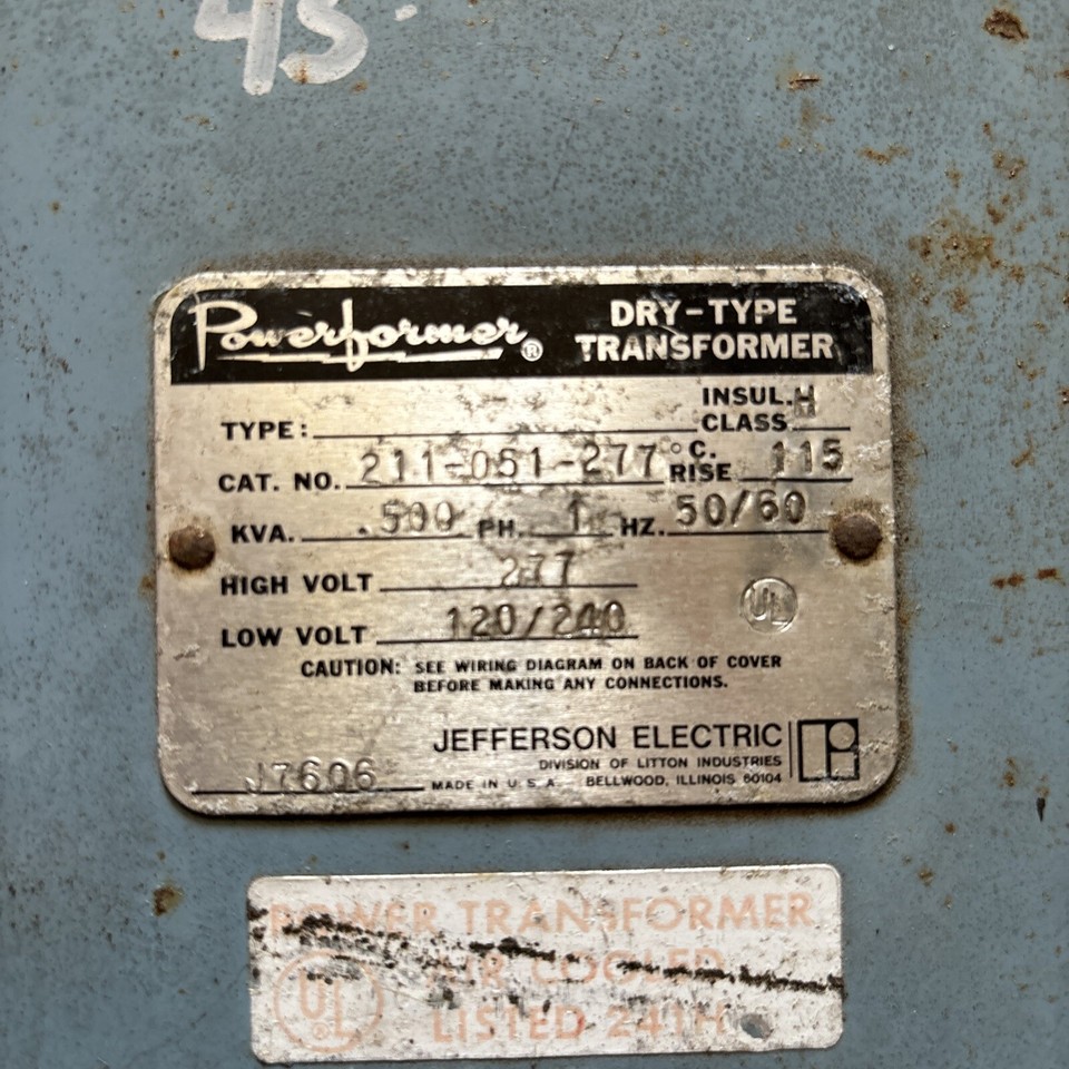 Powerformer 211-071 240/480V to 120/240V 1KVA Transformer, Used | eBay
