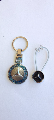 Vintage 2 Mercedes Benz Car Key Medal Key Chain 3D Logo Solid Metal 2 ...