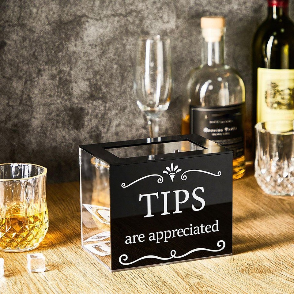 Tip Jars for Money Acrylic Tip Cash Box Donation Tip Bucket 6x4x5 ...