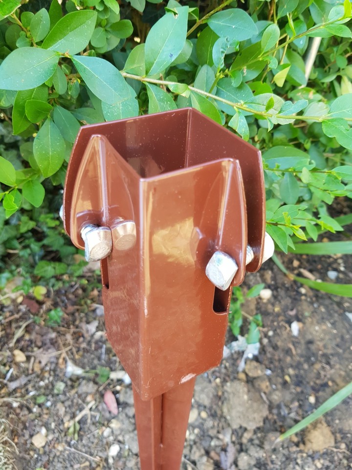 (6 Pack) 50mm Square Fence Post Spike x 600mm / Brown Steel Post ...