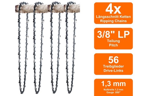 4 Ripping chaînes adapté pour McCulloch Mac Cat 440 | 40cm 3/8LP 56M 1 ...