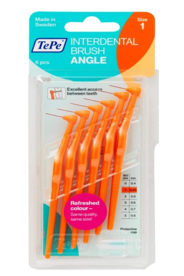 TePe Angle Interdental Brushes | 1 Pack of 6 & 25, All Colours/Sizes ...