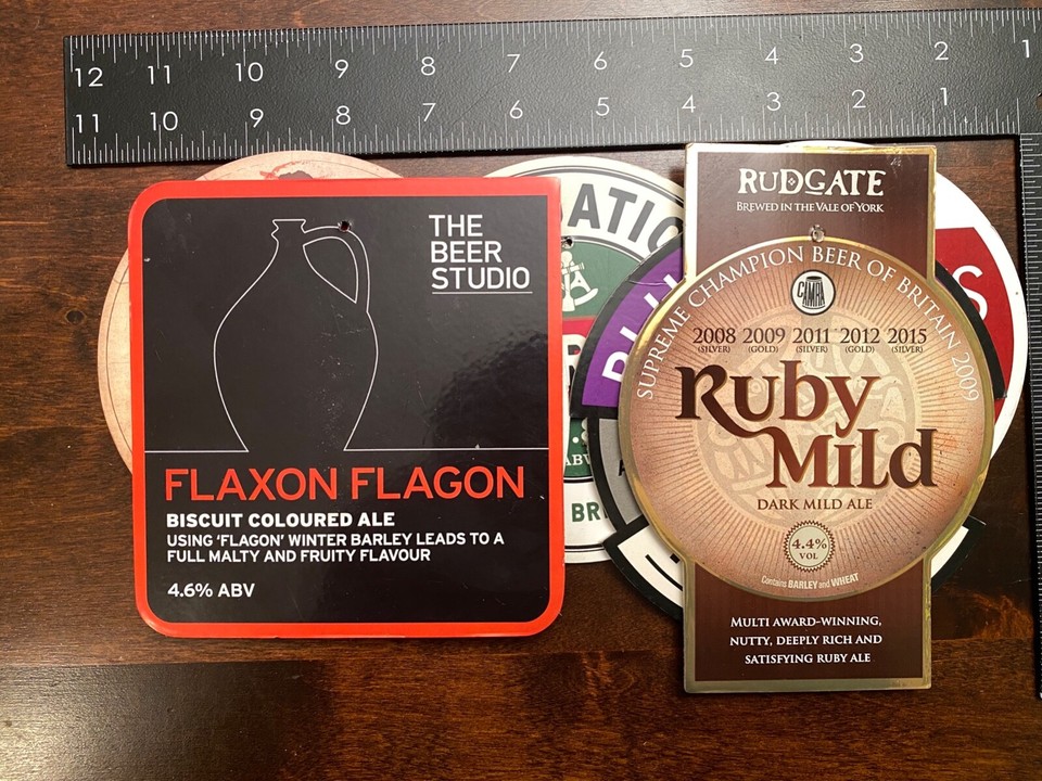 BEER PUMP CLIP FRONTS Eight Beer Mats Party Coasters Real Ale Art Bar ...