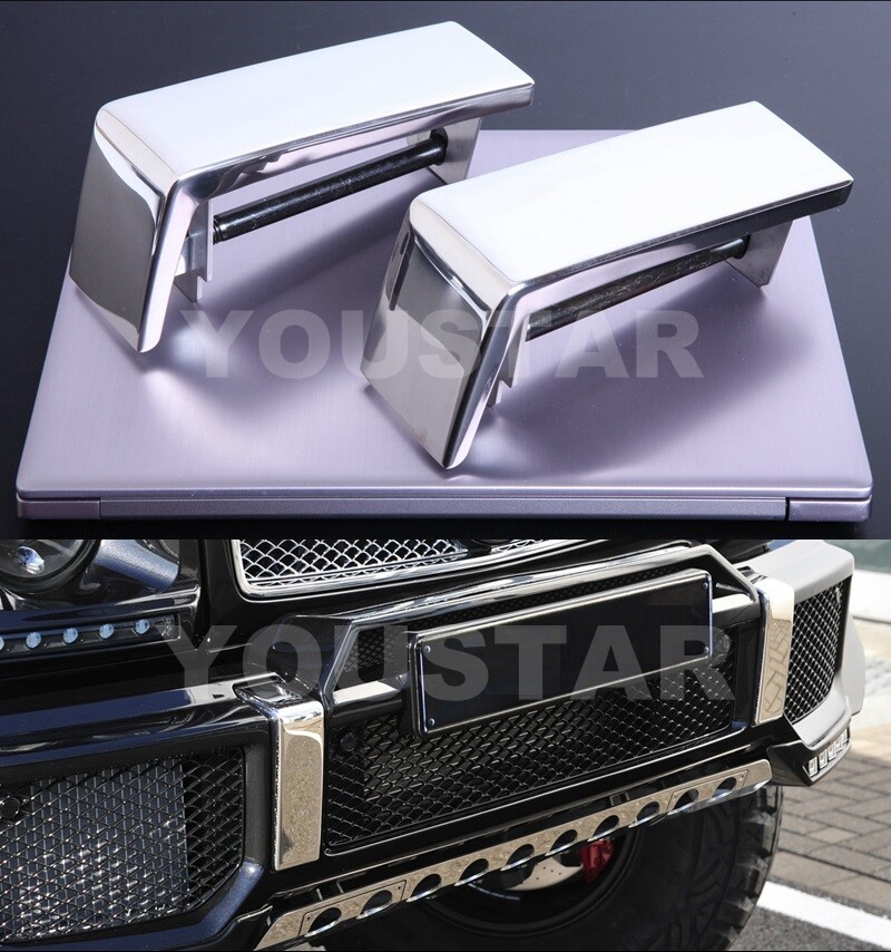 USA STOCK 2x Polished Chrome Front Bumper Caps for Mercedes W463 AMG ...
