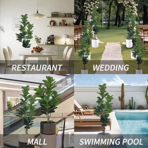 JNT 6ft Artificial Fiddle Leaf Fig Tree, Fake Ficus Lyrata Plant ...