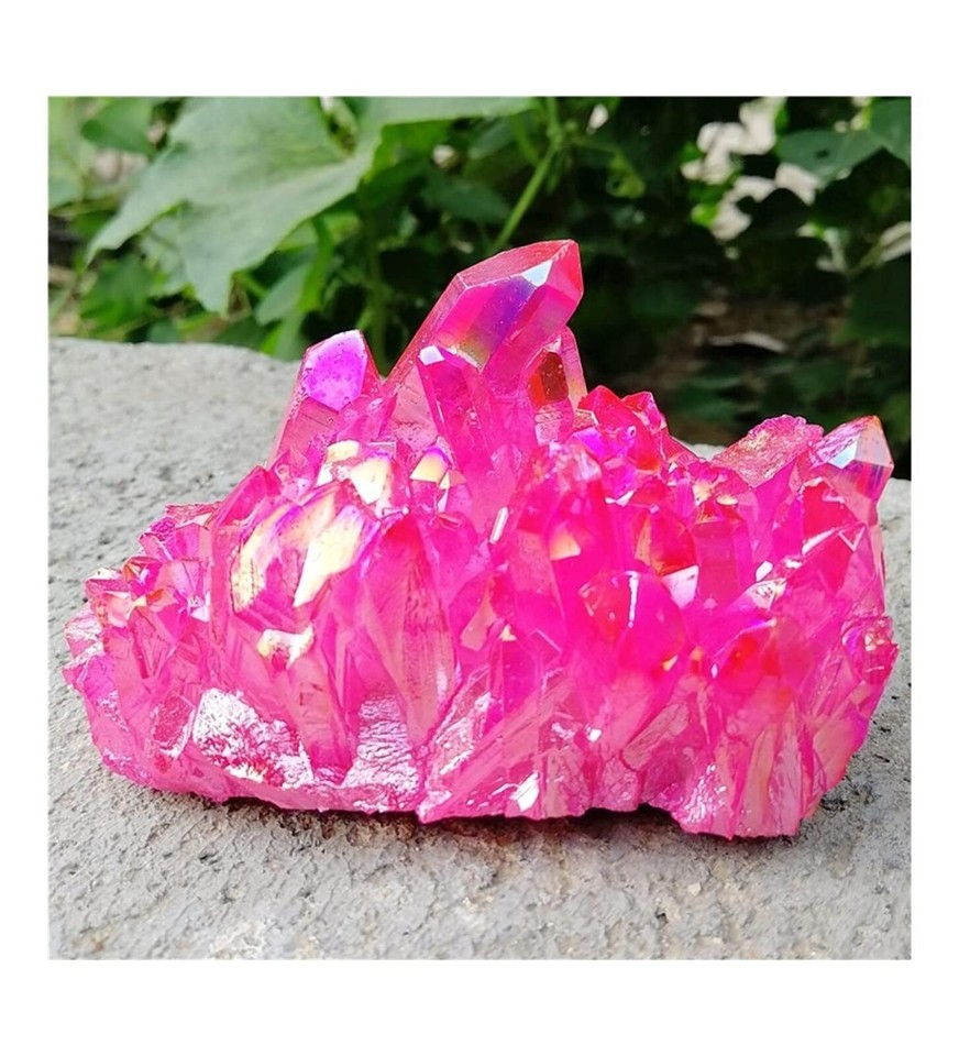 1pc Pink Aura Coated Cluster Quartz Crystal Stone Home Decor Art ...