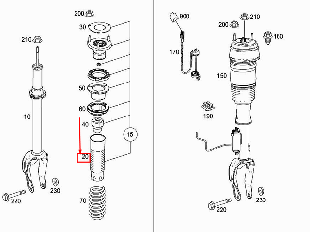 MERCEDES-BENZ GLE W166 FRONT SHOCK ABSORBER DAMPER A1663230098 GENUINE ...