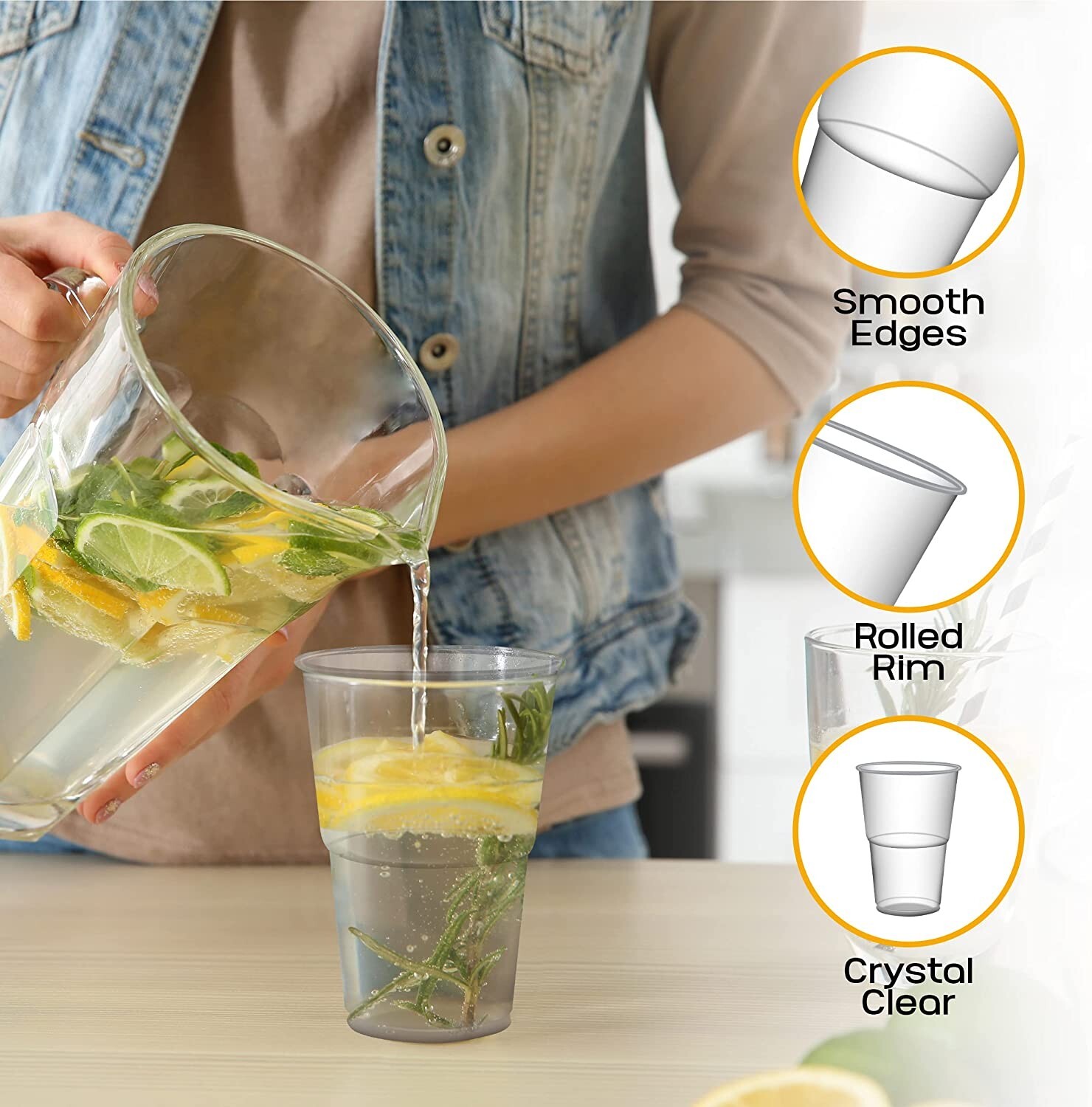 Half Pint Plastic Cups – Pack of 50, Strong Disposable Cups (350ml ...