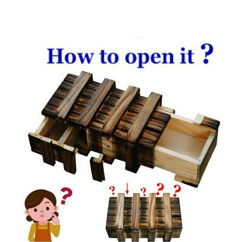 Magic Wooden Puzzle Box with Secret Compartment Brain Game for Adults ...