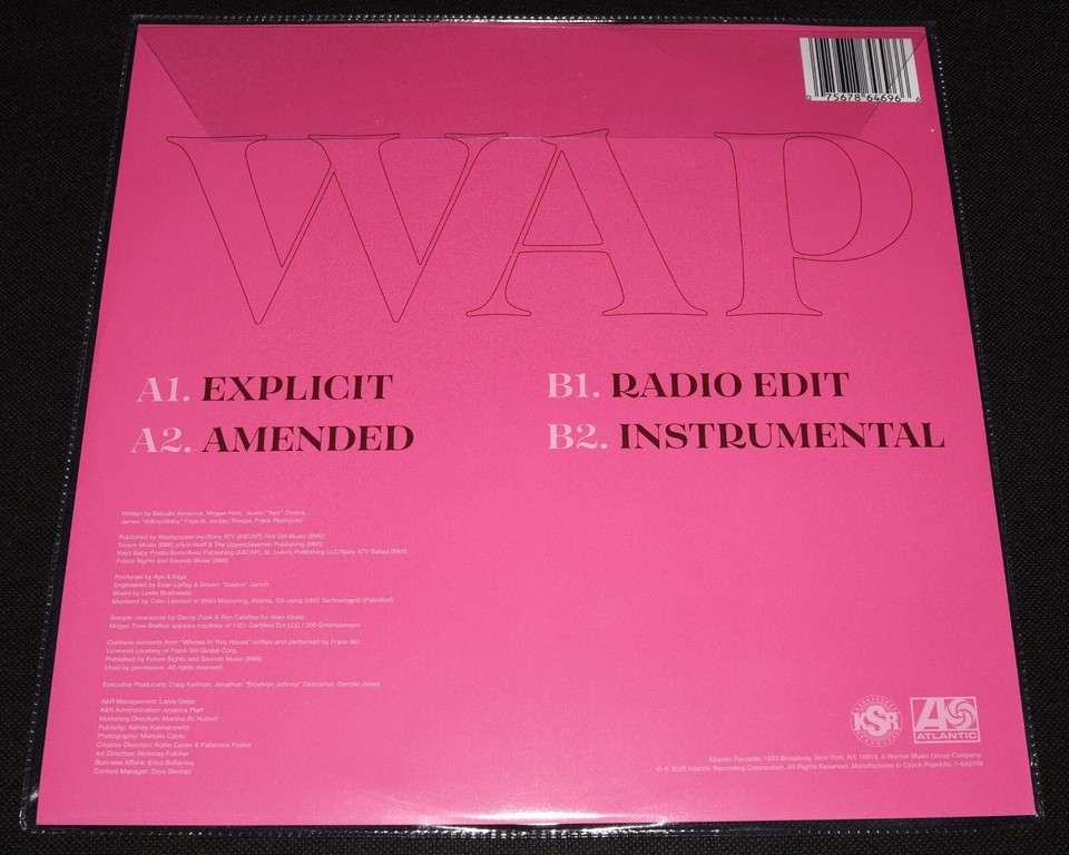 CARDI B & MEGAN THEE STALLION WAP 12" PICTURE DISC VINYL with STAMPED ...