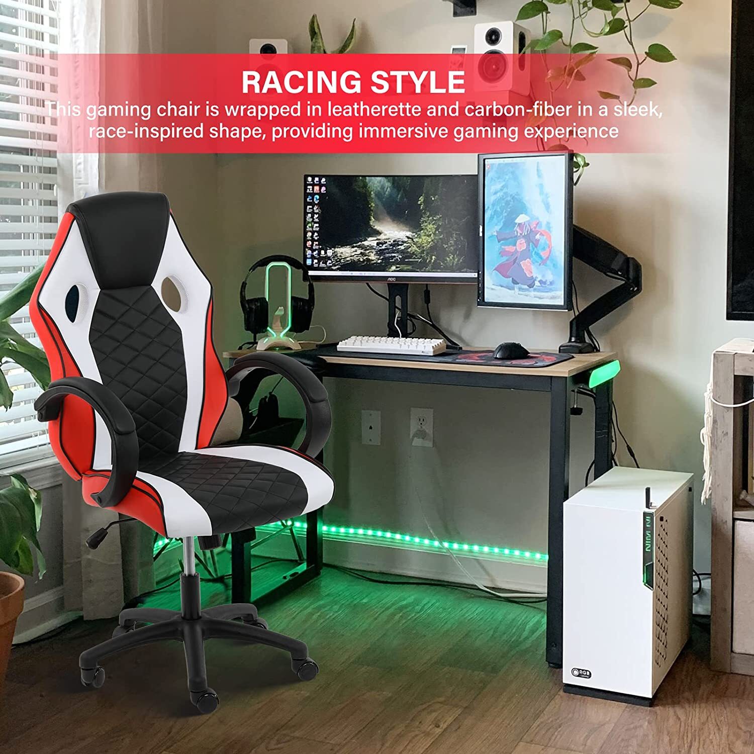 YSSOA Racing Game Chair Computer Ergonomic Office Chair Highback Swivel ...
