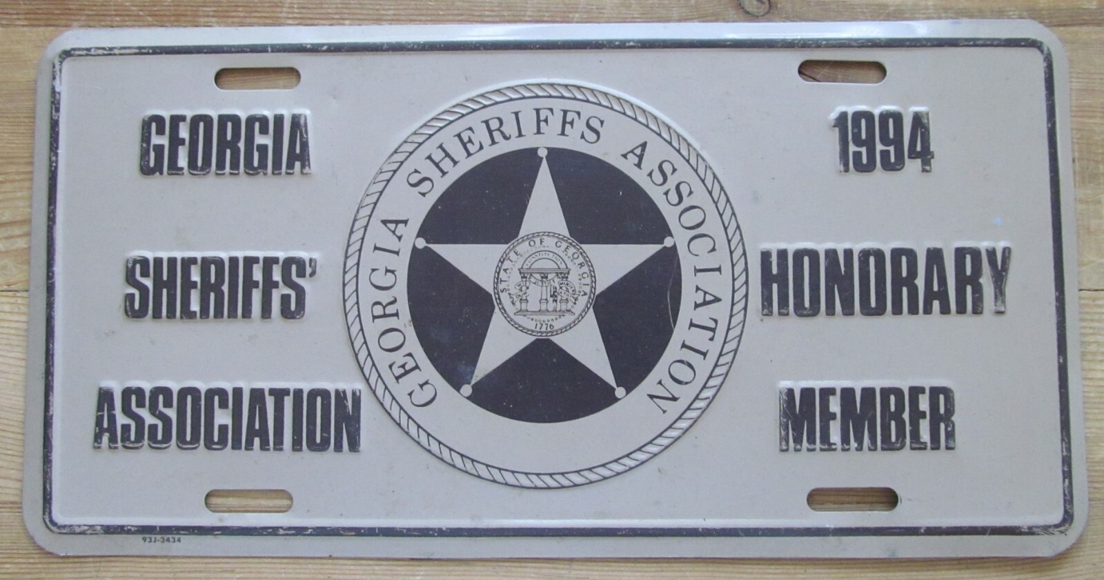 Georgia 1994 HONORARY MEMBER SHERIFFS' ASSOCIATION BOOSTER License ...