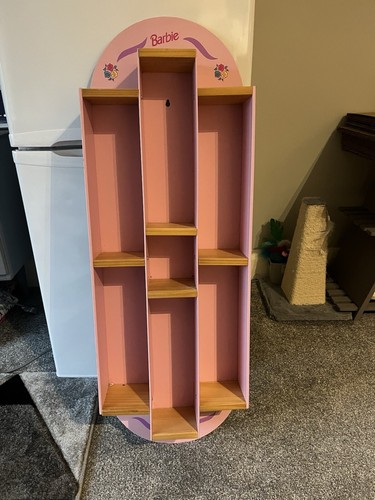 Vintage 1998 Mattel Barbie Doll Retro Wooden Storage Shelf Display unit ...