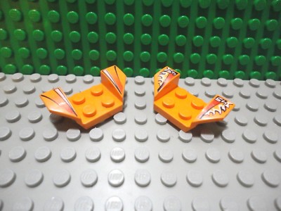 Lego 2 Orange 2x2 with flares printed sloped brick block 45 design | eBay